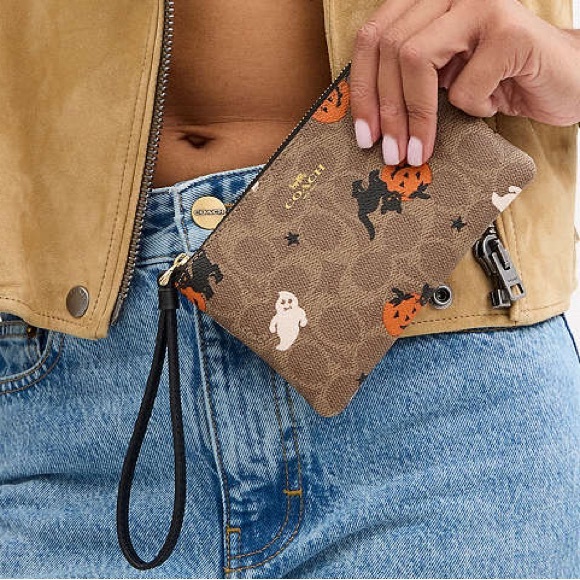Coach | Bags | Coach 224 Halloween Corner Zip Wristlet In Signature ...